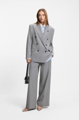 HUGO Relaxed-Fit Blazer with Enamel Flower Brooch